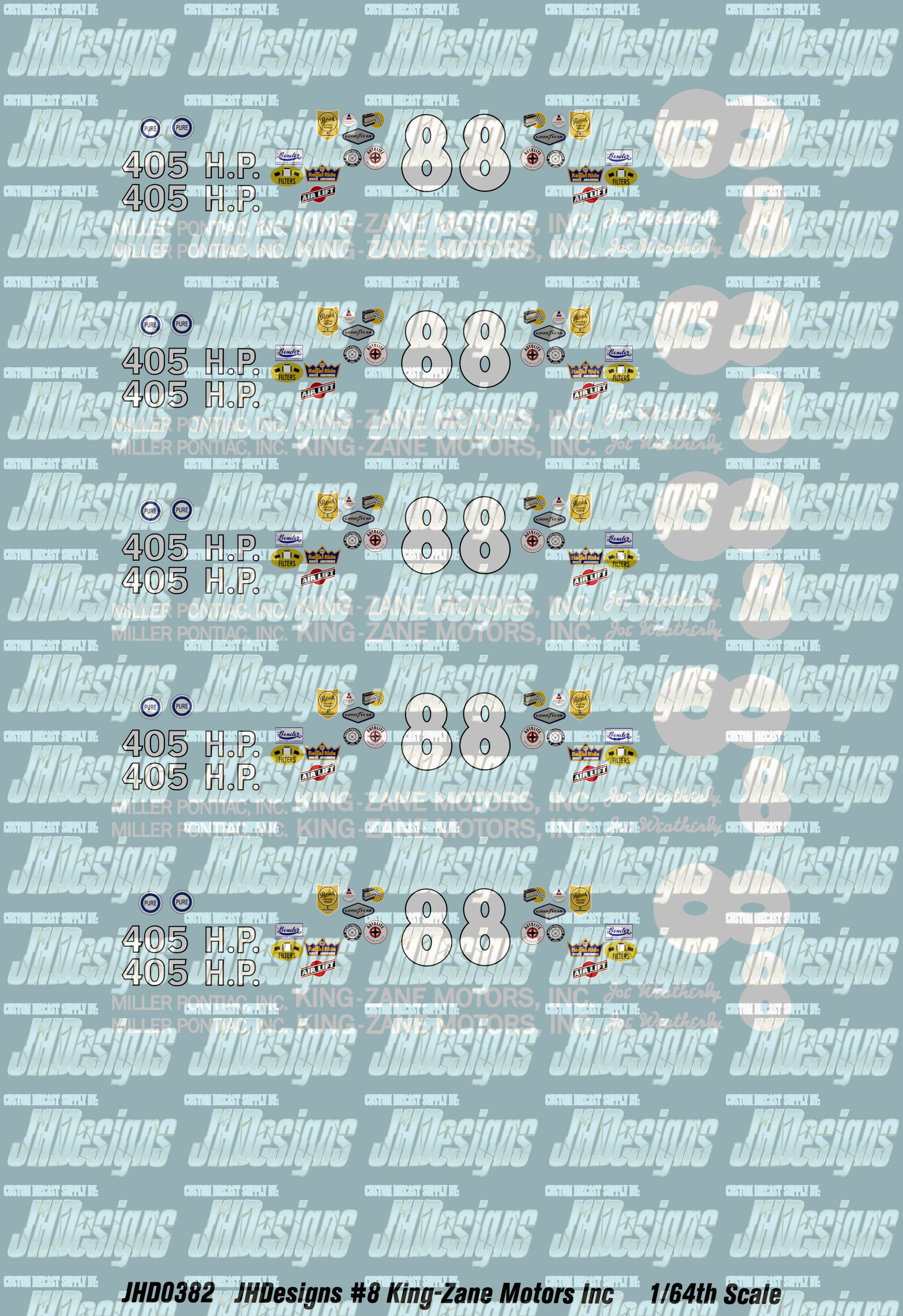 JH Designs Joe Weatherly 1963 CUP #8 King-Zane Motors Inc (Series Cham ...