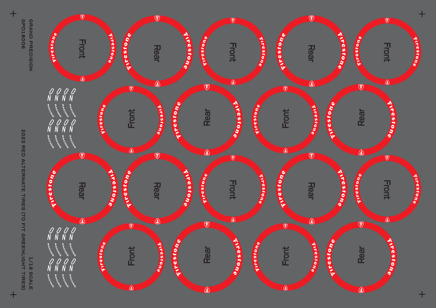 Grand Precision - 1/18 2023 Red Alternate Firestone Tire Decals – Print ...