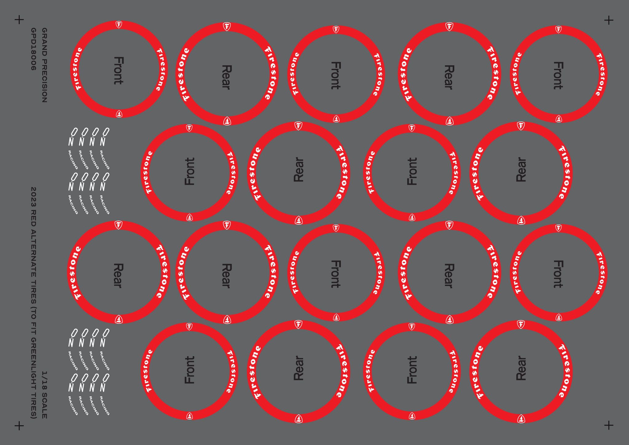 Grand Precision - 1/18 2023 Red Alternate Firestone Tire Decals – Print ...