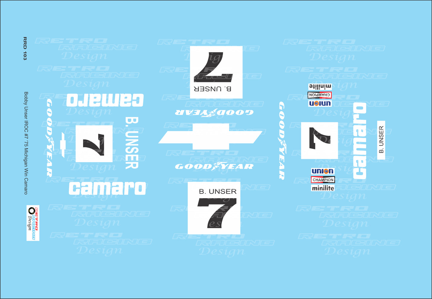 Retro Racing Design IROC II 1975 Chevrolet Camaro #7 Bobby Unser 1/24 ...