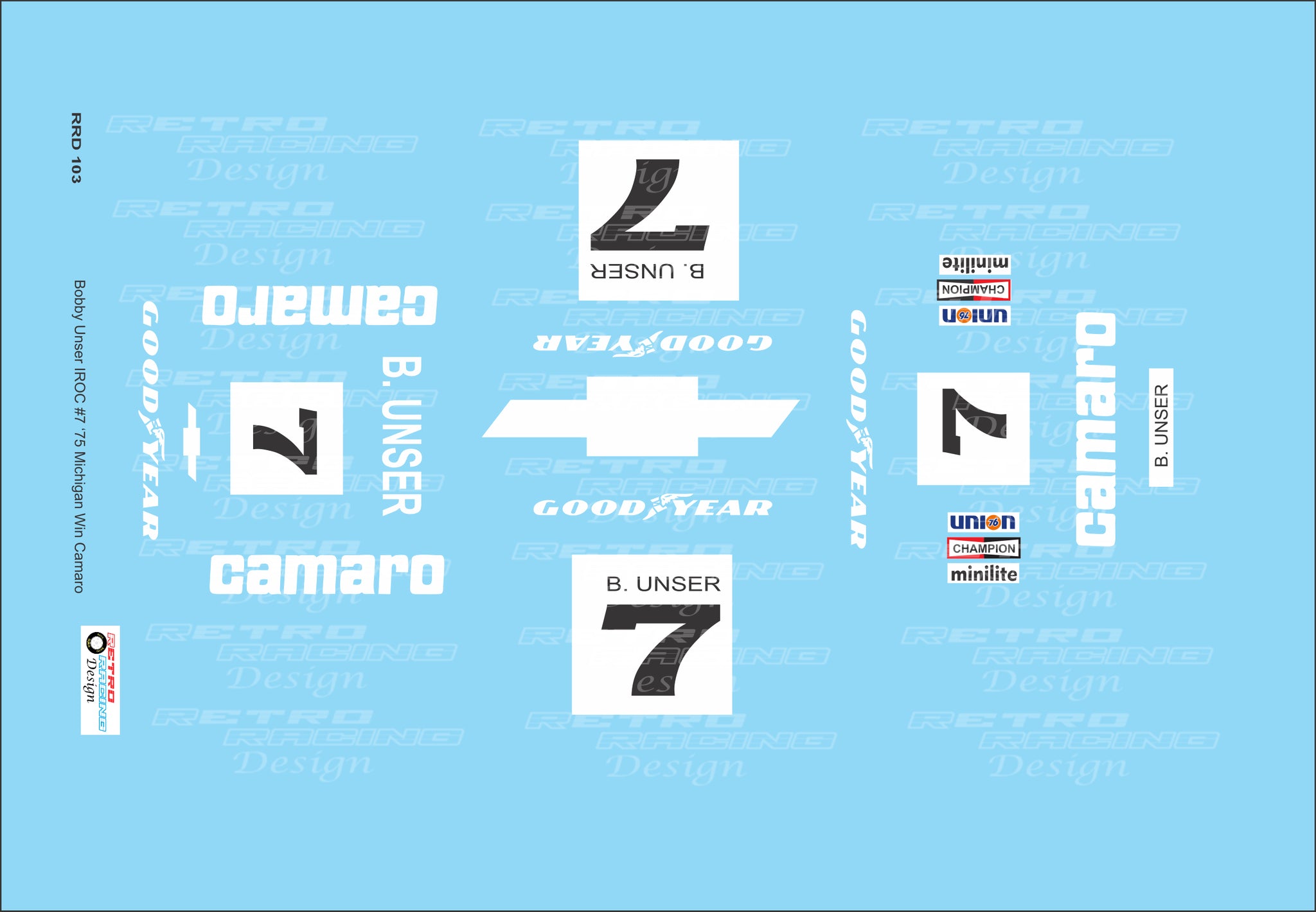 Retro Racing Design IROC II 1975 Chevrolet Camaro #7 Bobby Unser 1/24 ...