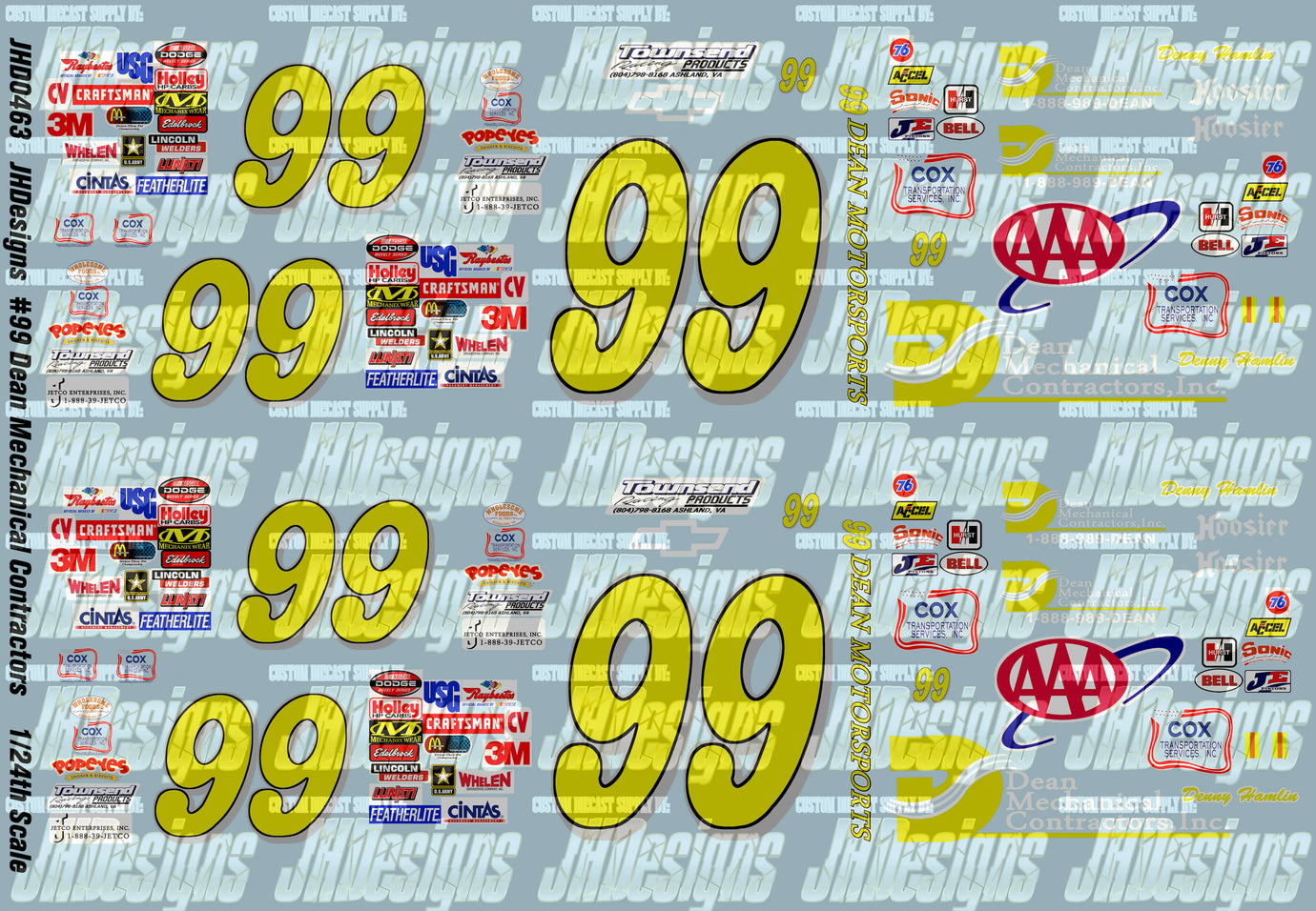 JH Designs Denny Hamlin 2004 LMS #99 Dean Mechanical Contractors 1:24 ...