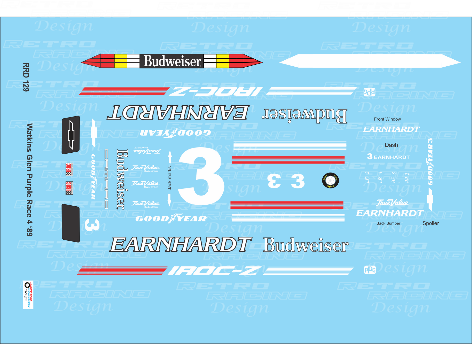 Retro Racing Design Dale Earnhardt IROC 1989 #3 Purple Chevrolet Camar ...