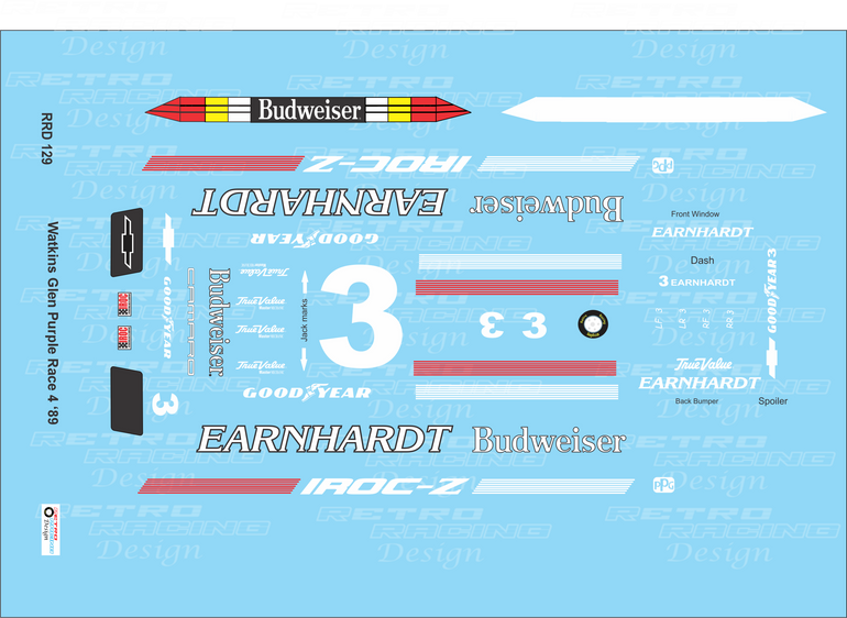 Retro Racing Design: 1/24 Scale IROC Waterslide Decals – Print it Decals