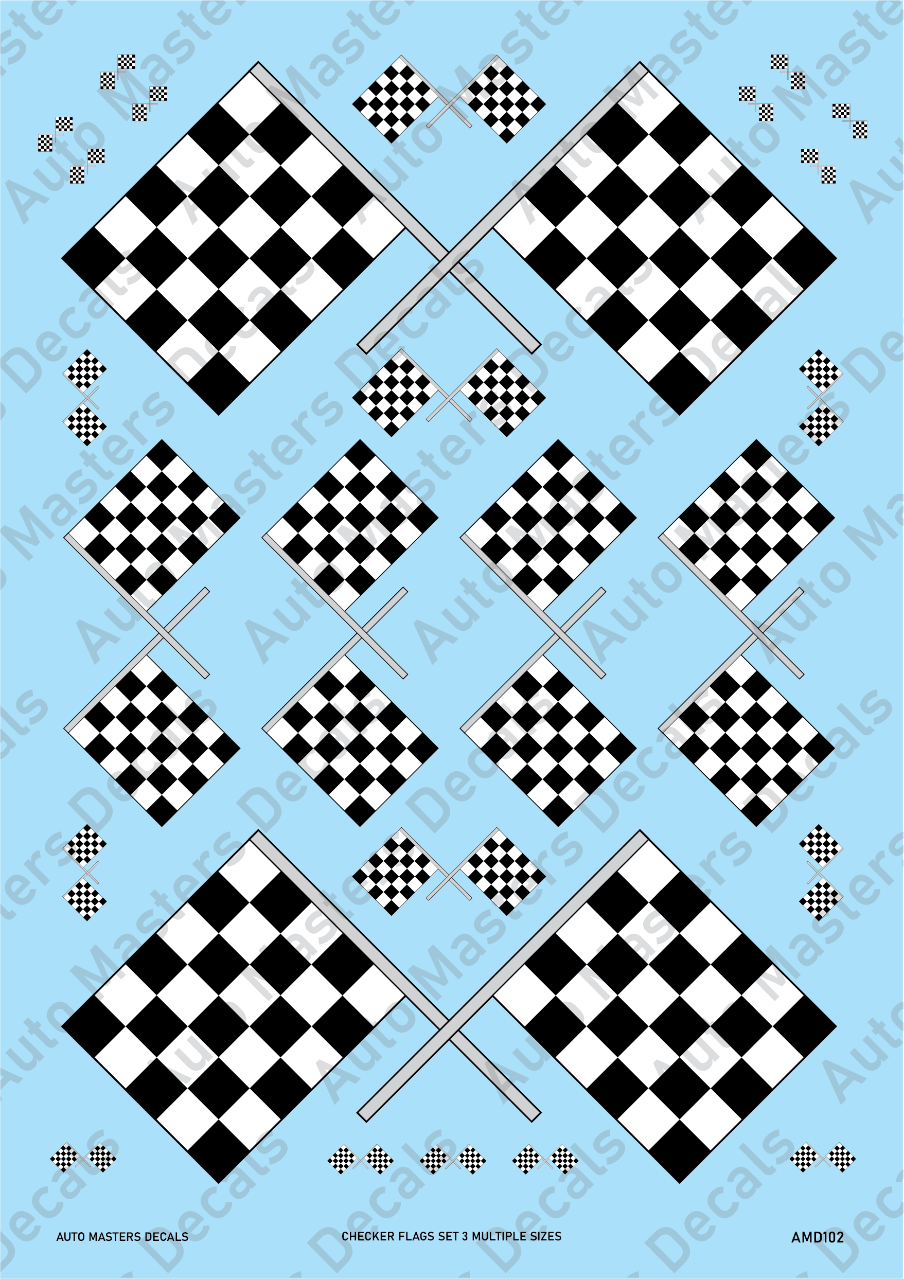 Auto Masters Decals Checkered Flags Decal Set Multiple Sizes Set 3 ...