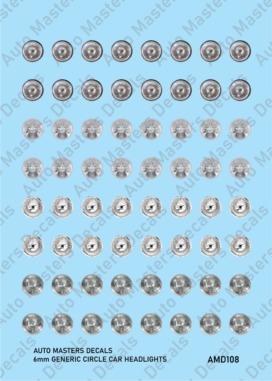 Auto Masters Decals 1:24 6mm Round Headlights Decal Set – Print it Decals