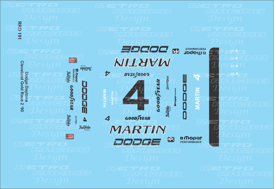 Retro Racing Design Mark Martin IROC 1990 #4 Gold Dodge Daytona 1/24 S ...