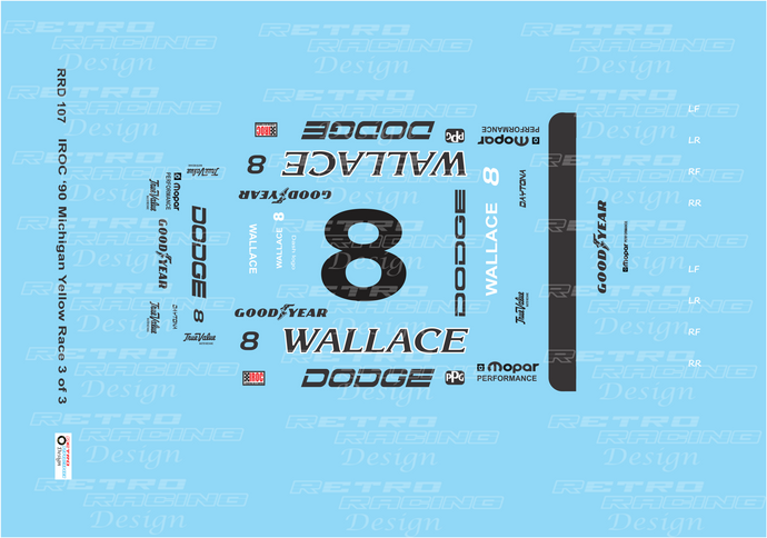 IROC Dodge #8 1990 Wallace – Print it Decals