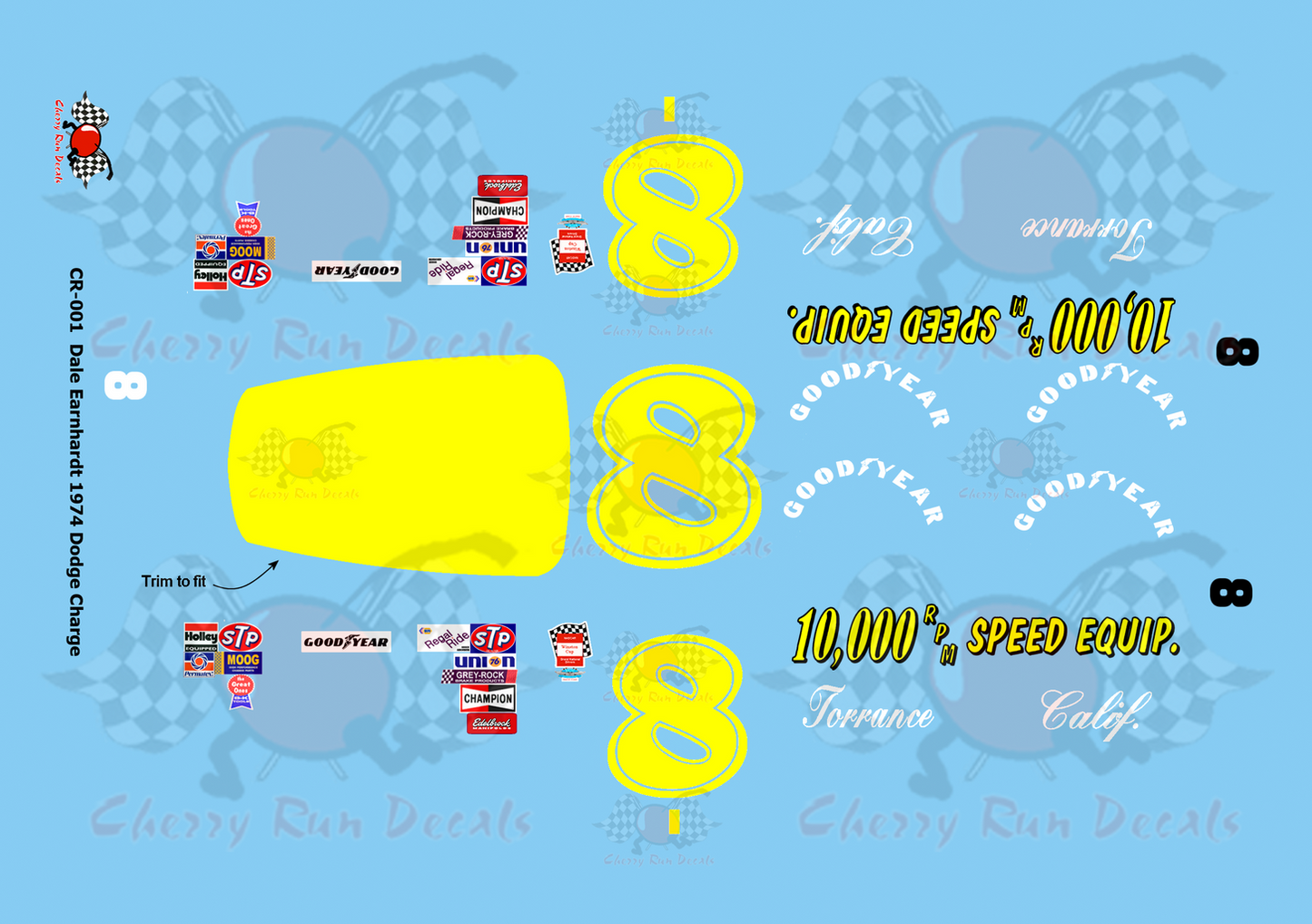 Cherry Run Decals Dale Earnhardt 1974 Dodge Charger 1:24 Decal Set – Print it Decals