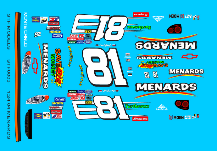 2004 #81 Menards Chevy Monte Carlo Dale Earnhardt Jr. – Print it Decals