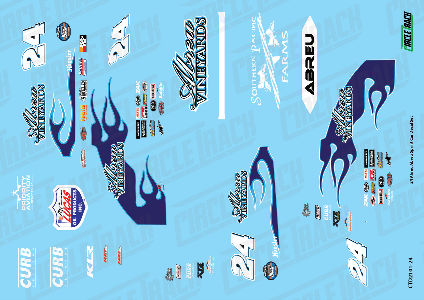 Circle Track Decals #24 Abreu Sprint Car Decal Set 1:24 – Print it Decals