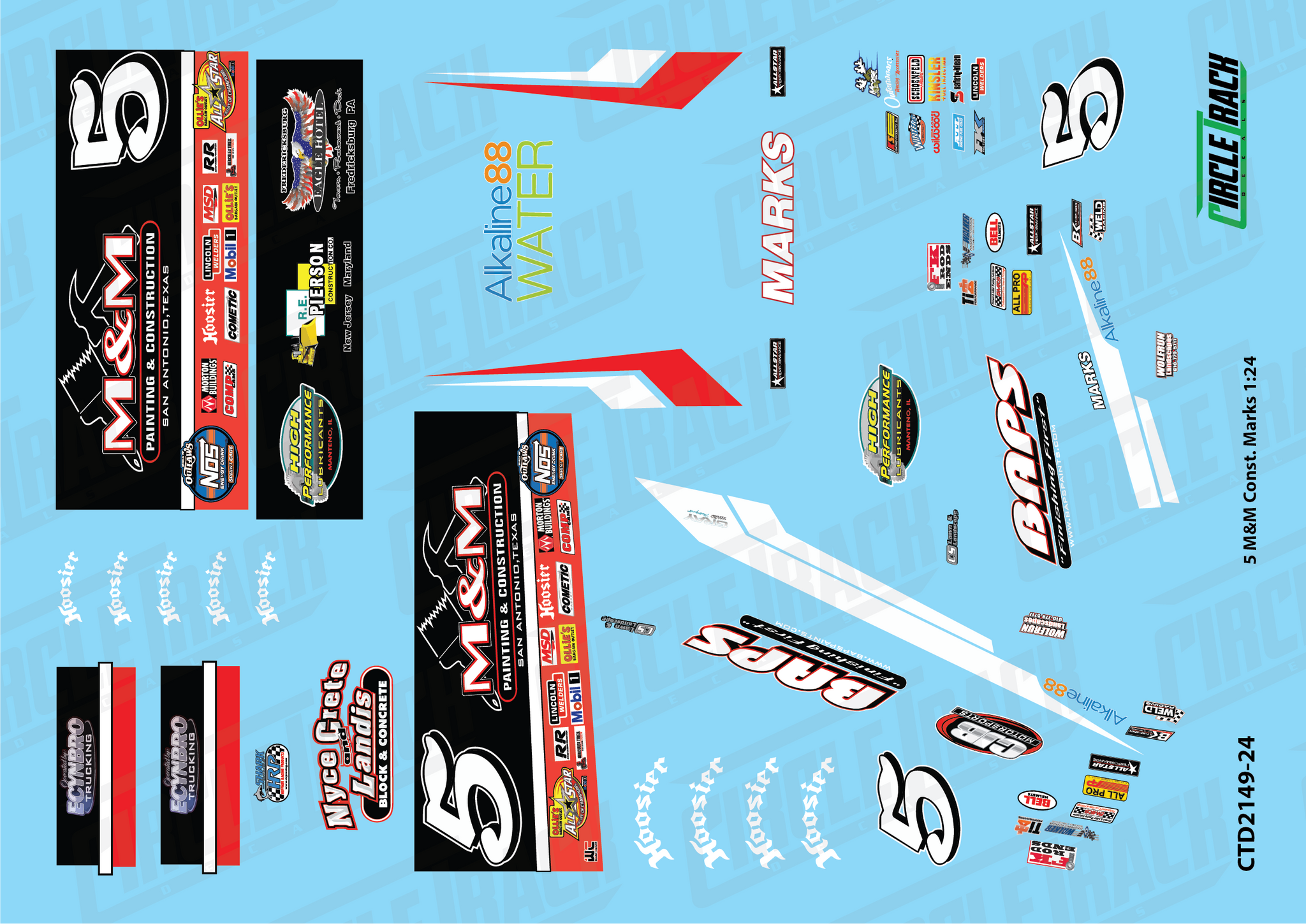 Circle Track Decals 5 M&M Const. Marks Sprint Car 1:24 Decal Set ...