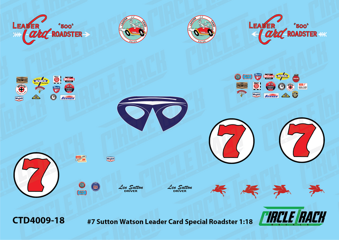 Circle Track Decals #7 Sutton Watson Leader Card Special Roadster 1:18 ...