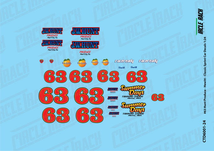 Circle Track Decals #63 JW Hunt Produce Jack Hewitt Class Sprint Car D ...