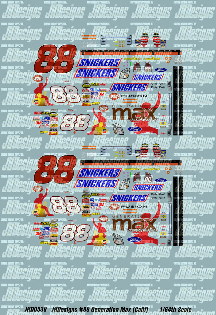 JH Designs Ricky Rudd 2007 CUP #88 Generation Max - Snickers (Californ ...
