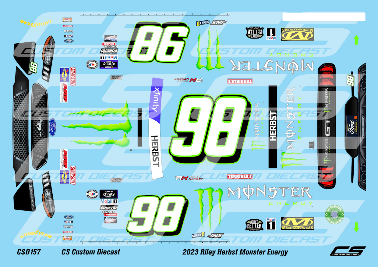 CS Custom Diecast 2023 Riley Herbst Monster Energy – Print it Decals