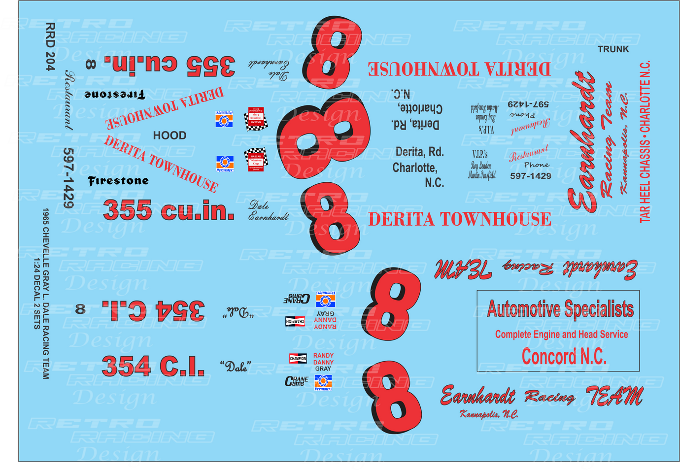 Retro Racing Design Dale Earnhardt #8 Gray London Chevelle for 2 Cars ...