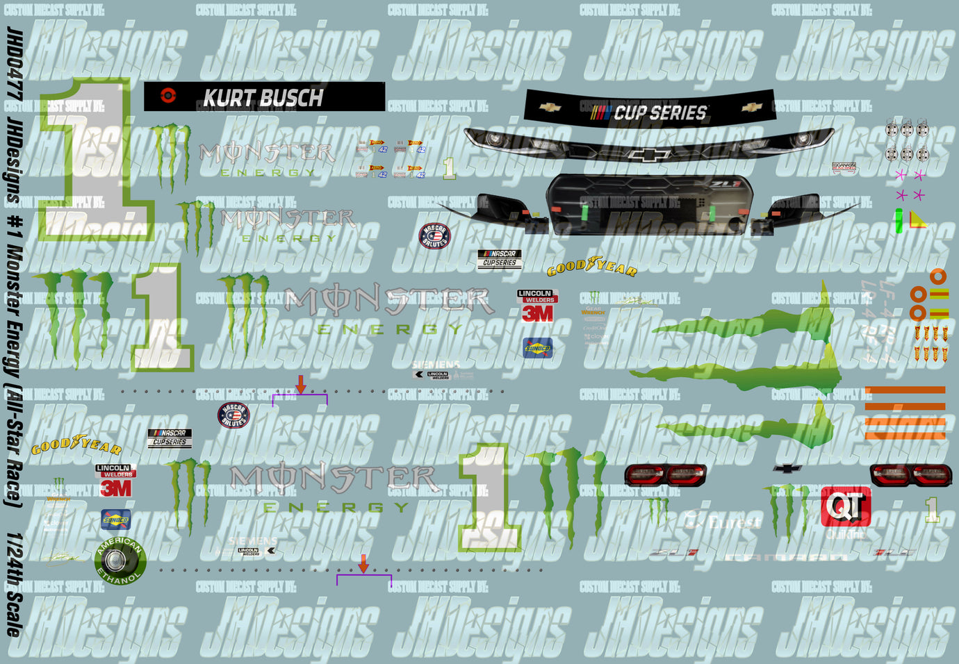 JH Designs Kurt Busch 2020 CUP #1 Monster Energy Drink (All-Star Race ...