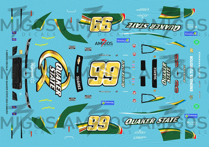 3 Amigos Decals #99 QUAKER STATE 2024 CAMARO NO FOIL VERSION Decal Set ...