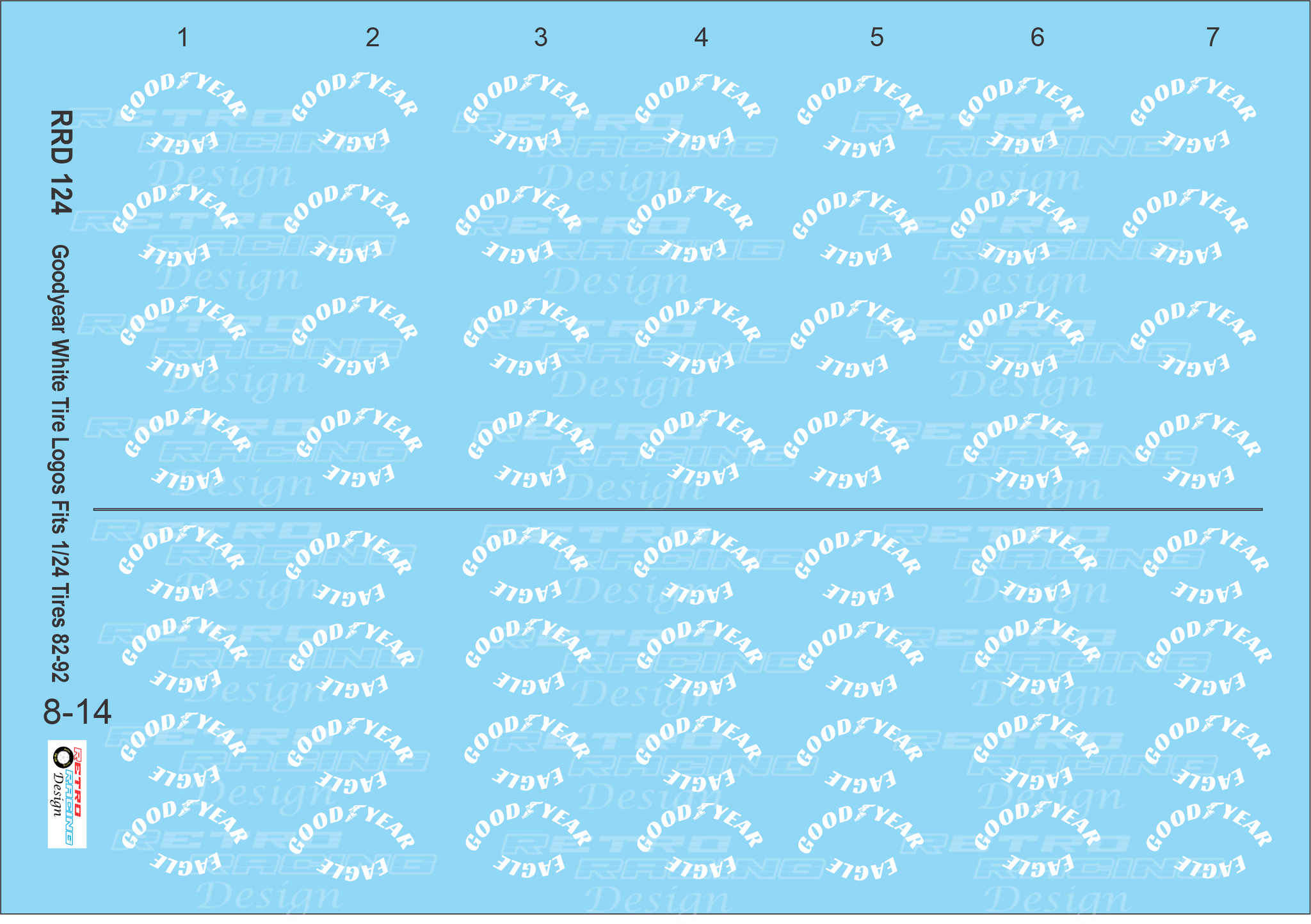 Retro Racing Design White Goodyear Tire letters for 80s-92 for 1/24 Ti ...