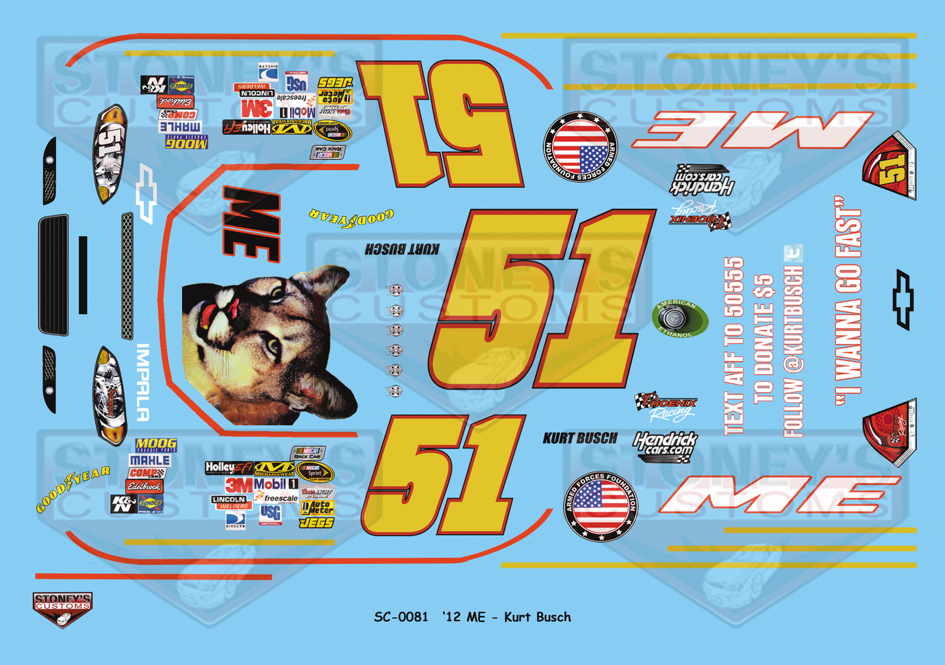 Stoney's Customs 2012 #51 ME Chevy Impala Kurt Busch Talladega 1:24 ...