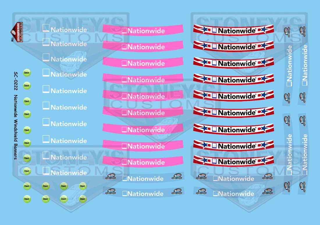 Stoney's Customs Nationwide Windshield Banners 1:24 Decal Set – Print ...