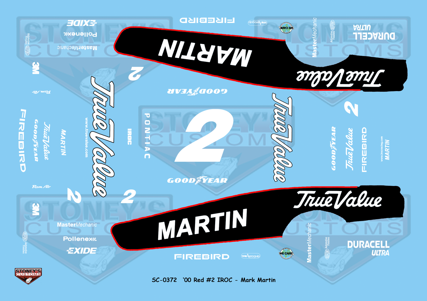 Stoney's Customs 2000 Red #2 IROC Mark Martin 1:24 Decal Set – Print it ...