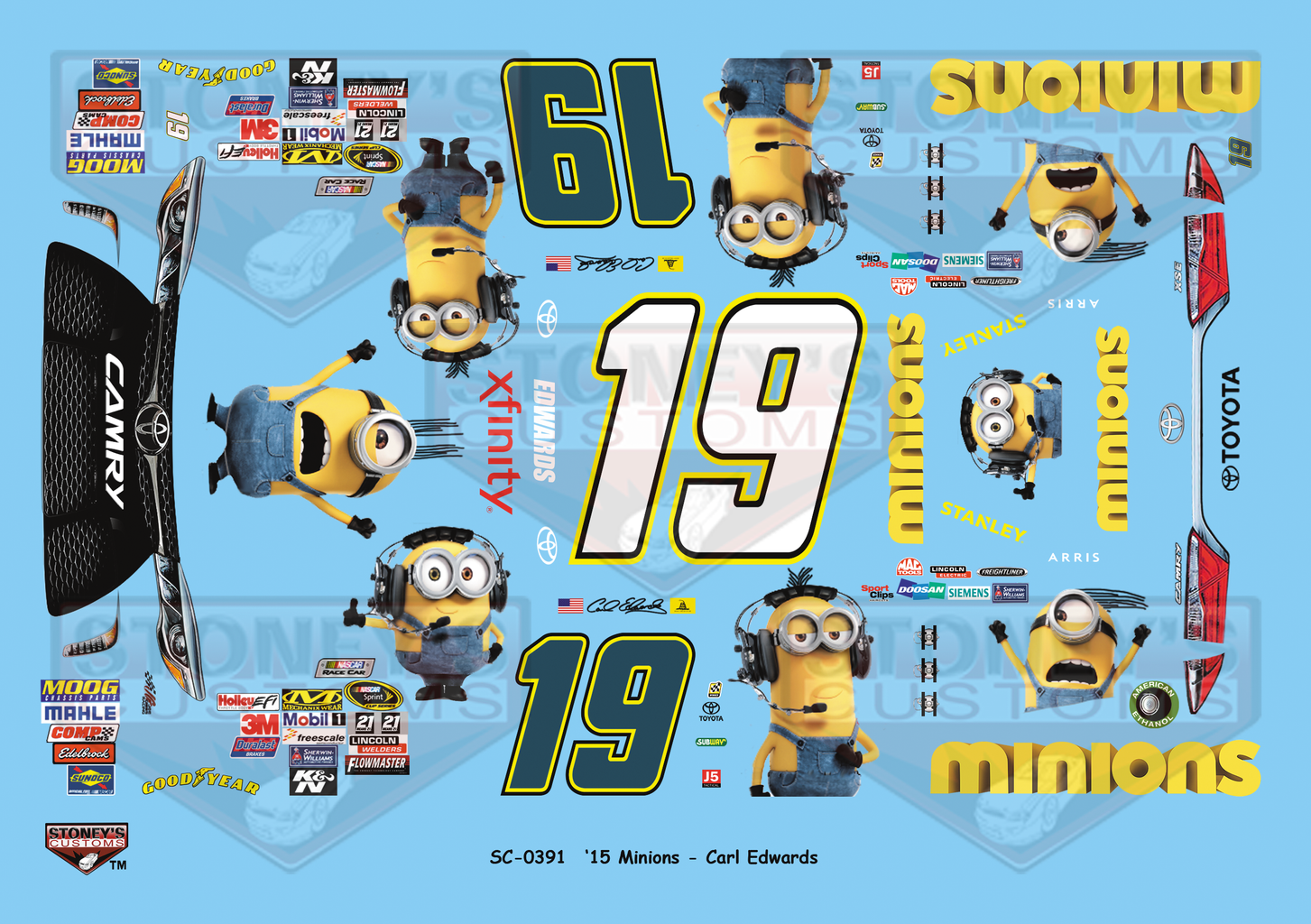 Stoney's Customs 2015 Carl Edwards #19 Minions 1:24 Decal Set – Print ...