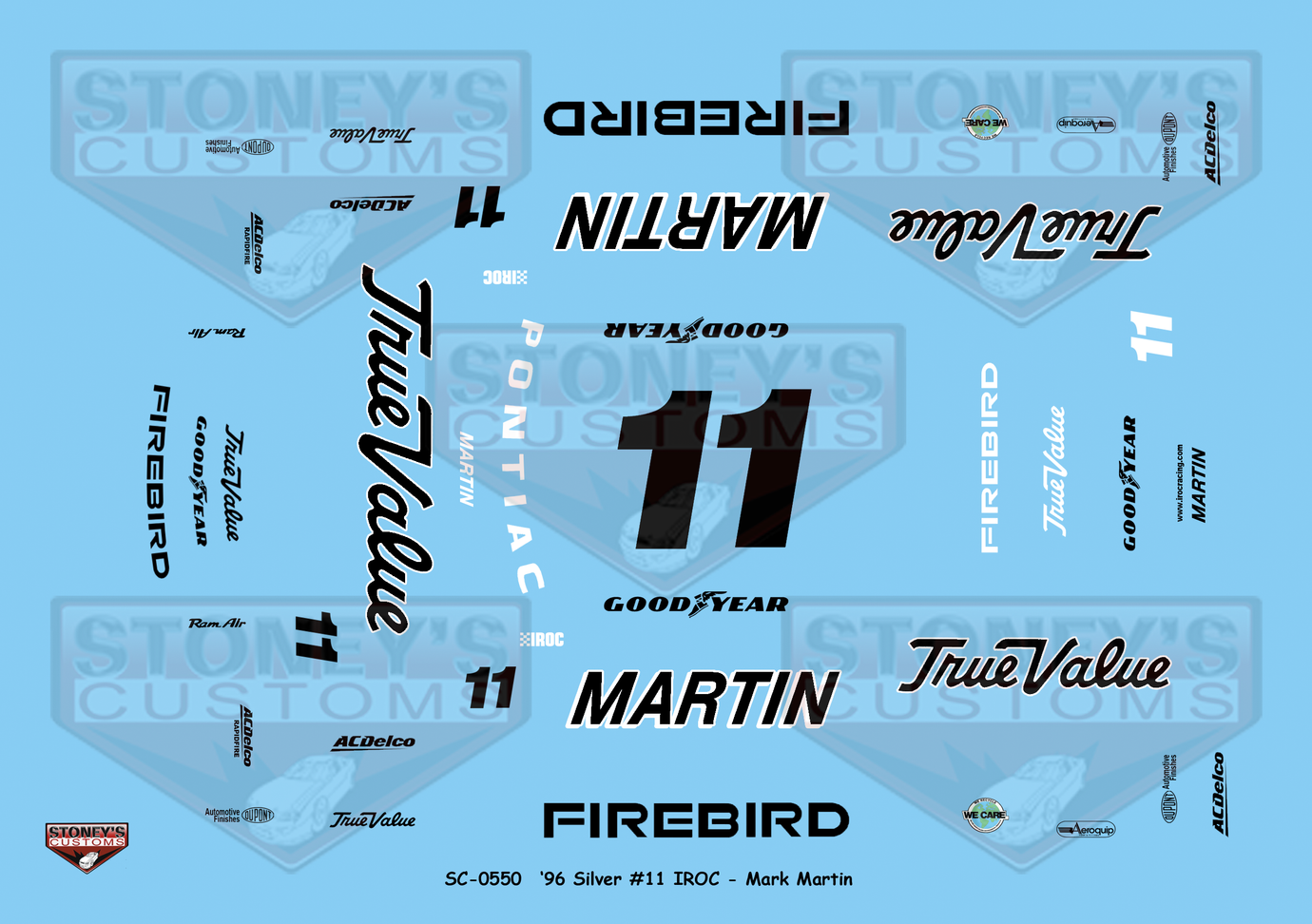 Stoney's Customs 1996 Silver #11 IROC Mark Martin 1:24 Decal Set ...