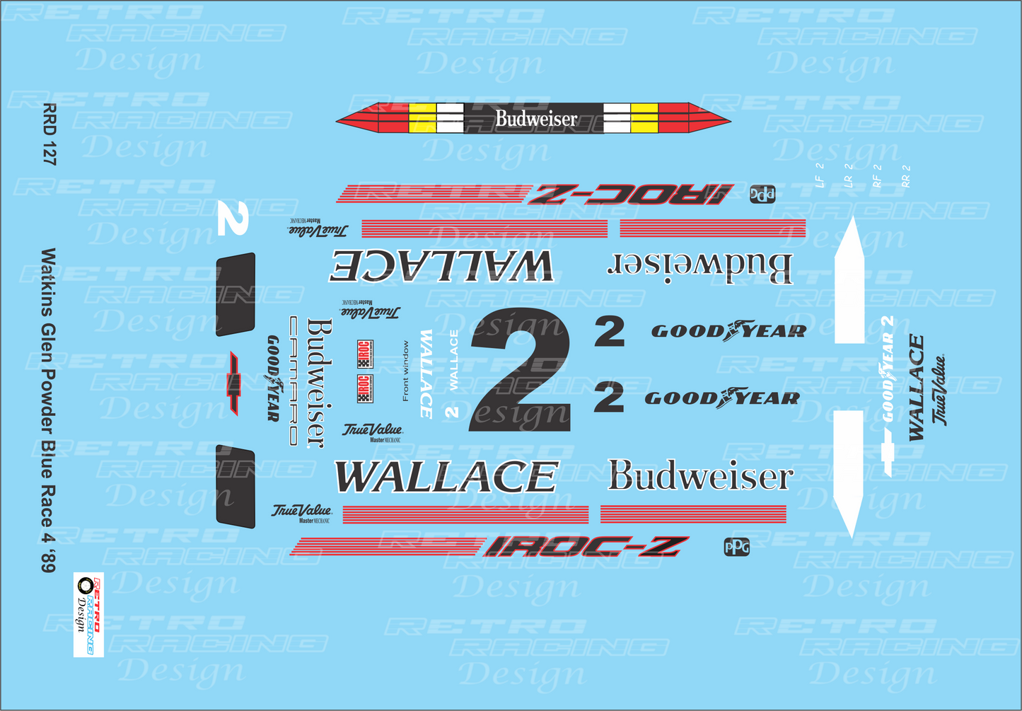 Retro Racing Design Rusty Wallace IROC 1989 #2 Powder Blue Chevrolet C ...