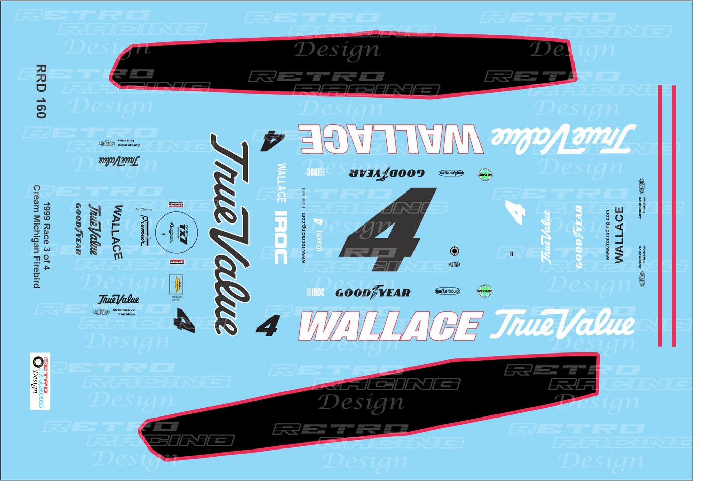 Retro Racing Design Rusty Wallace IROC 1999 Michigan #4 Cream Pontiac ...