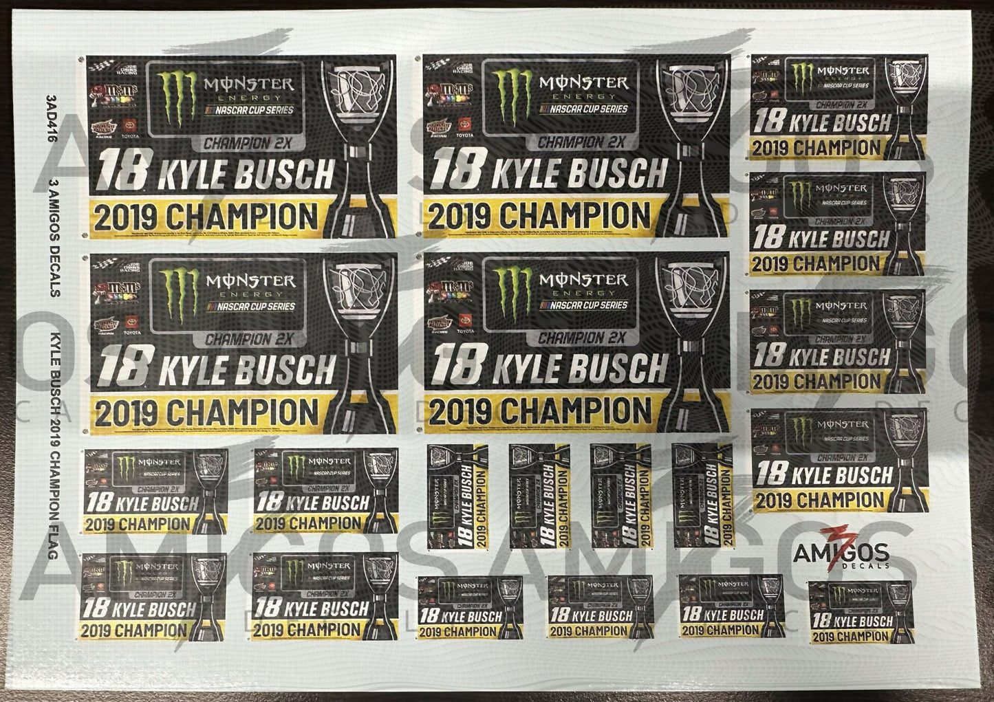 3 Amigos Decals 2019 KYLE BUSCH CHAMPIONSHIP FLAGS Decal Set – Print it ...