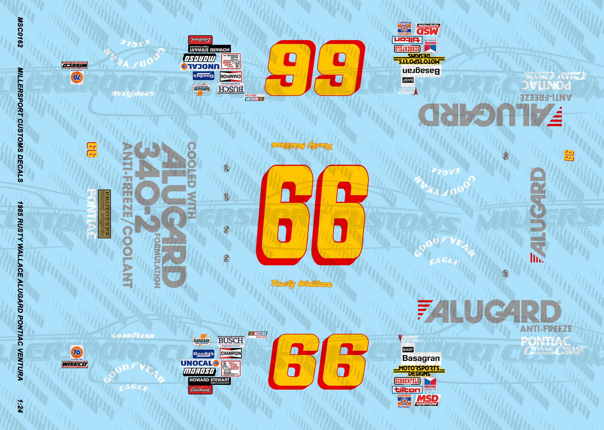 Millersport Customs 1985 Rusty Wallace Alugard Pontiac Ventura 1/24 De ...