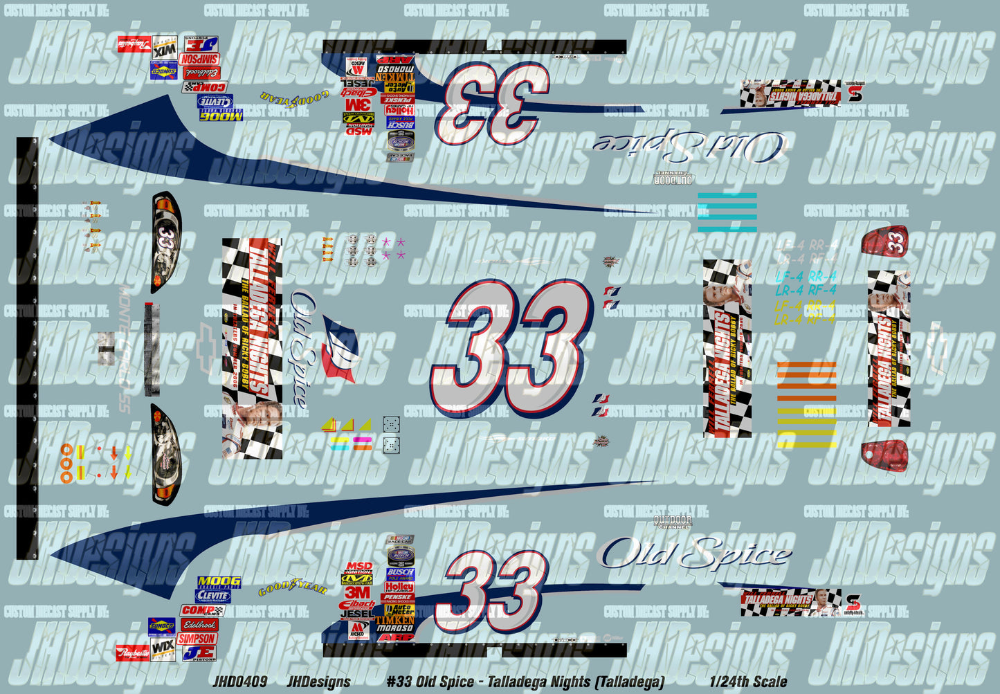 JH Designs Tony Stewart 2006 NBS #33 Old Spice - Talladega Nights (Tal ...
