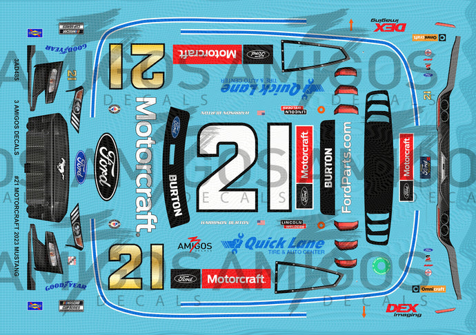 3 Amigos Decals #21 MOTORCRAFT 2023 MUSTANG NO FOIL VERSION Decal Set ...