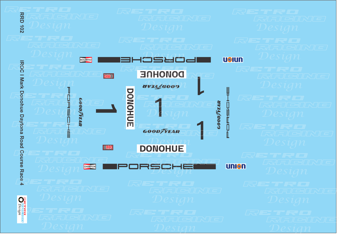 Retro Racing Design IROC I Mark Donohue Orange #1 Porsche 1/24 Scale D ...