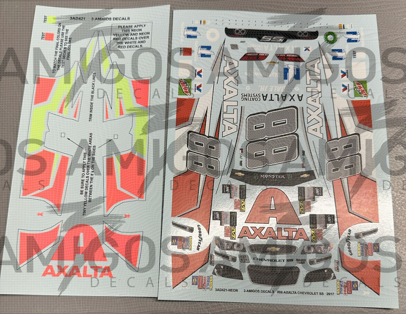 3 Amigos Decals #88 AXALTA CHEVROLET SS MARTINSVILLE 2017 Decal Set 1 ...
