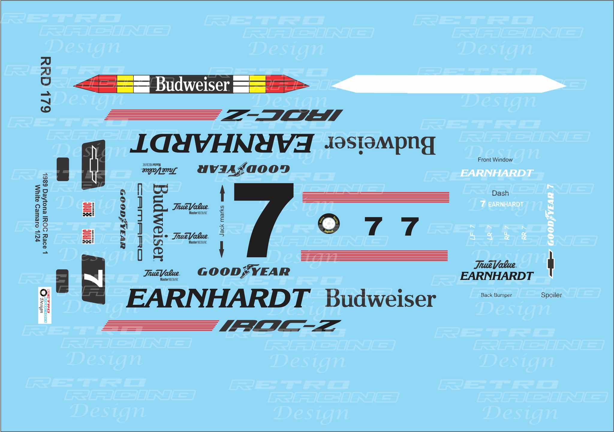 Retro Racing Design Dale Earnhardt IROC 1989 #7 White Chevrolet Camaro ...
