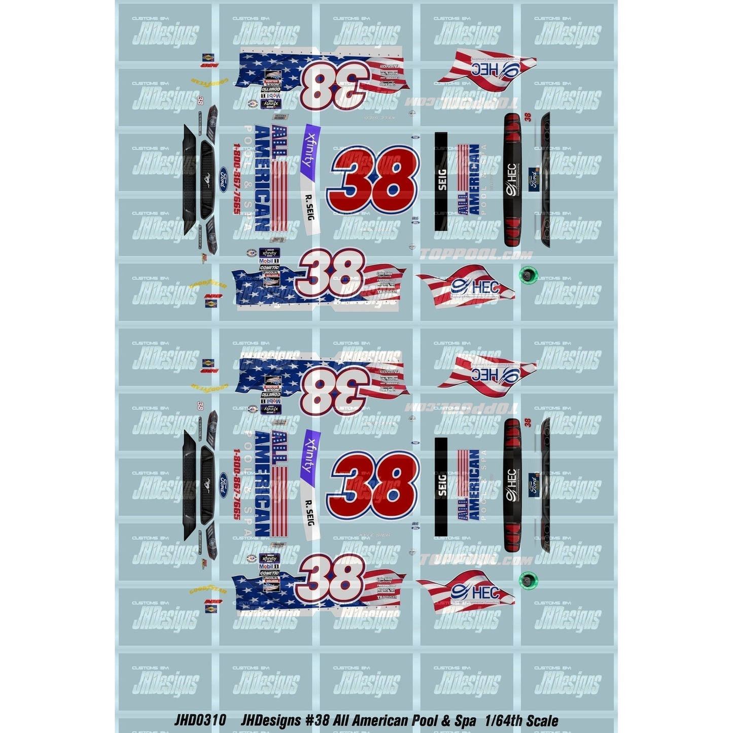 JH Designs Kyle Seig 2023 NSX #39 All American Pool & Spa (Phoenix) 1: – Print it Decals