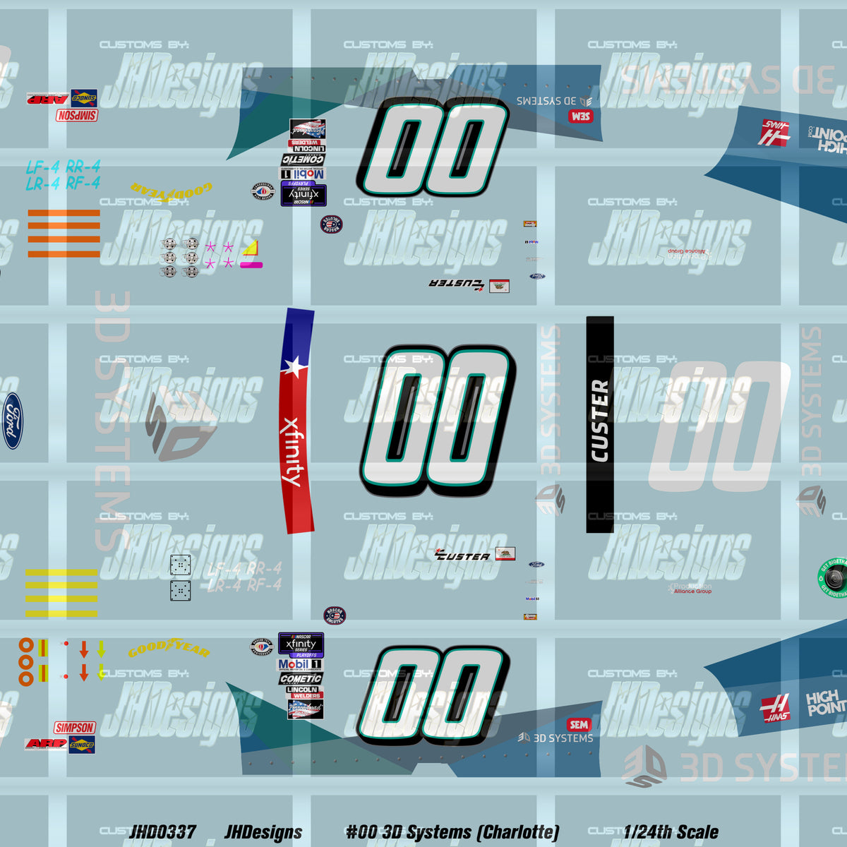 JH Designs Cole Custer 2023 NXS #00 3D Systems (Charlotte) 1:24 Raceca ...