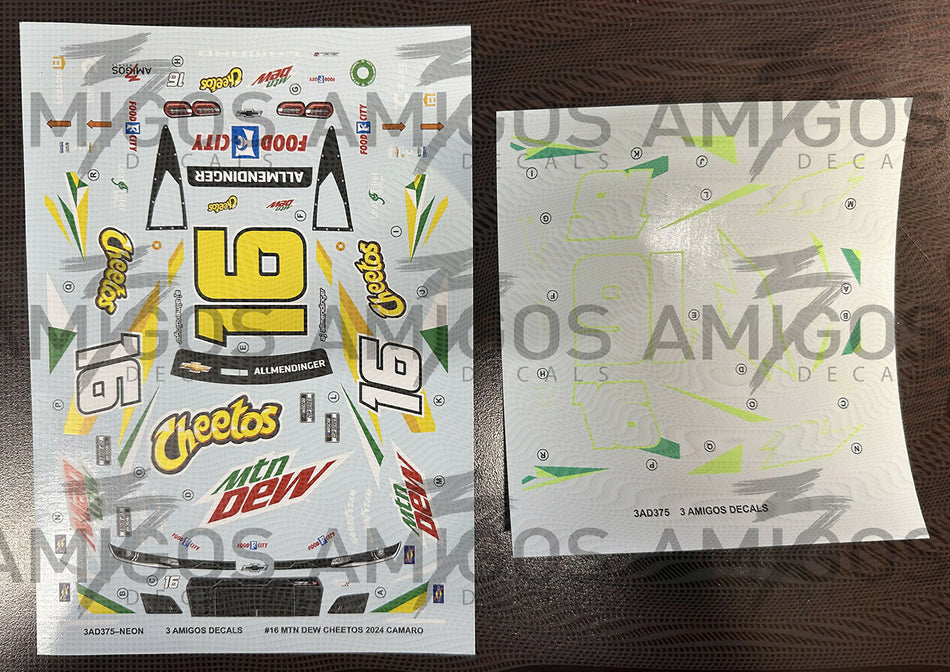 3 Amigos Decals #16 MTN DEW/CHEETOS 2024 MONTE CARLO Decal Set 1:24 ...