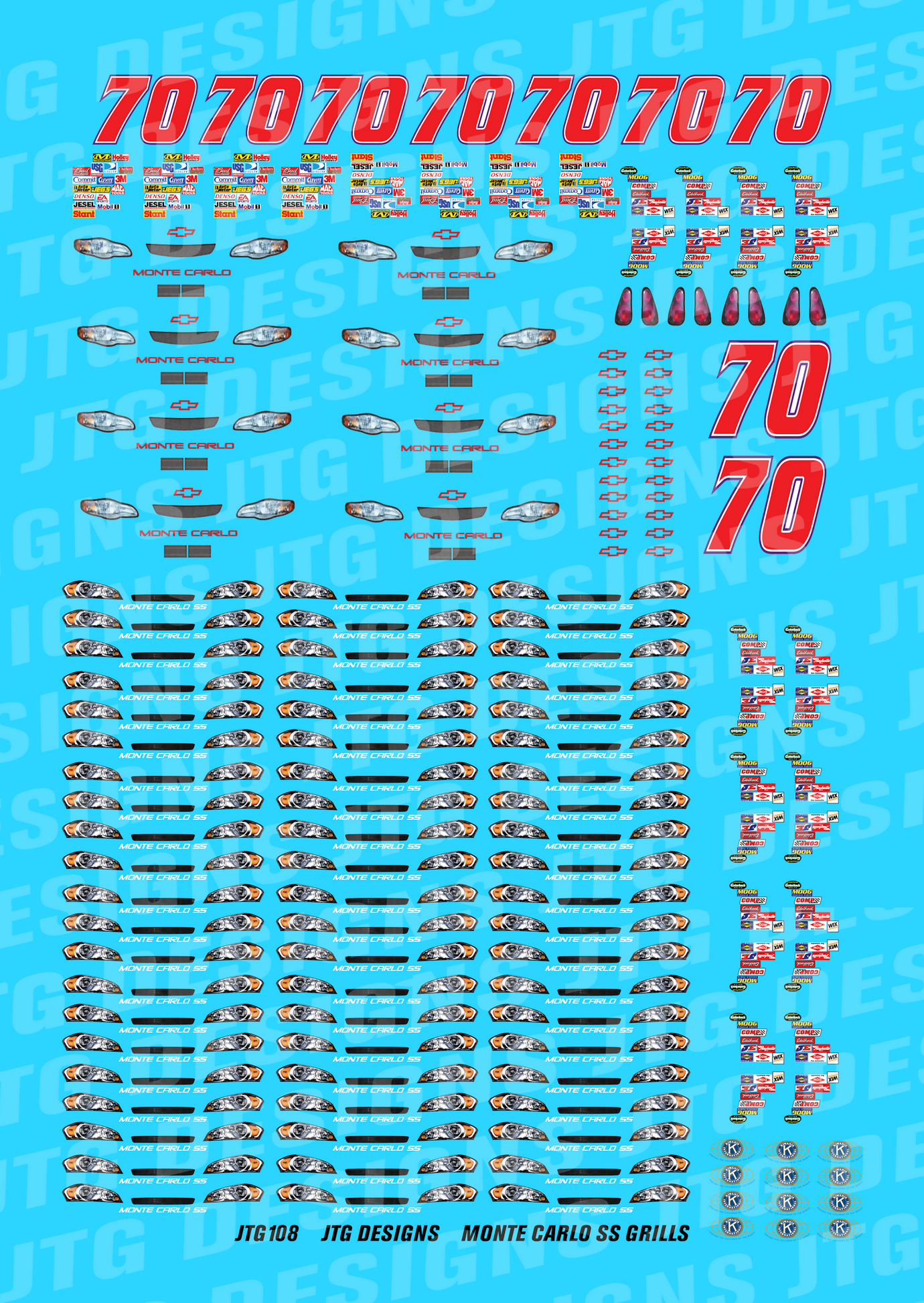 JTG DESIGNS 1:64 Monte Carlo & Monte Carlo SS Stock Car Front Manufact ...