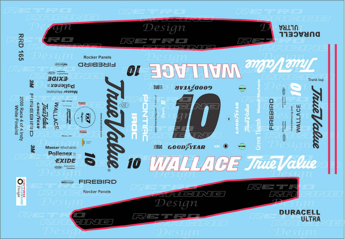 Retro Racing Design Rusty Wallace IROC 2000 Indy White #10 Pontiac Fir ...