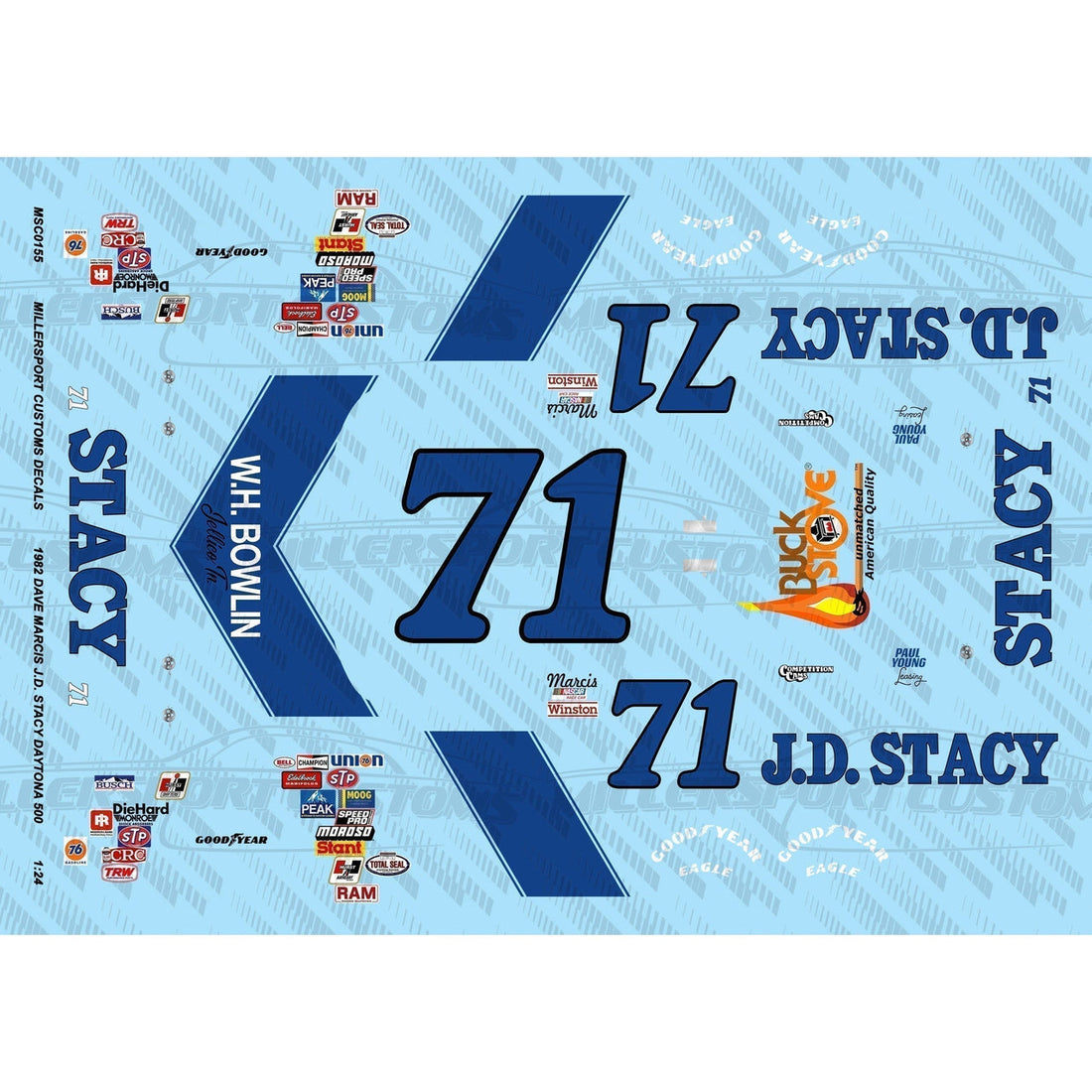 Millersport Customs 1982 Dave Marcis J.D. Stacy Daytona 500 1/24 Decal ...