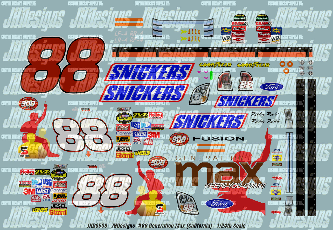 JH Designs Ricky Rudd 2007 CUP #88 Generation Max - Snickers (Californ ...