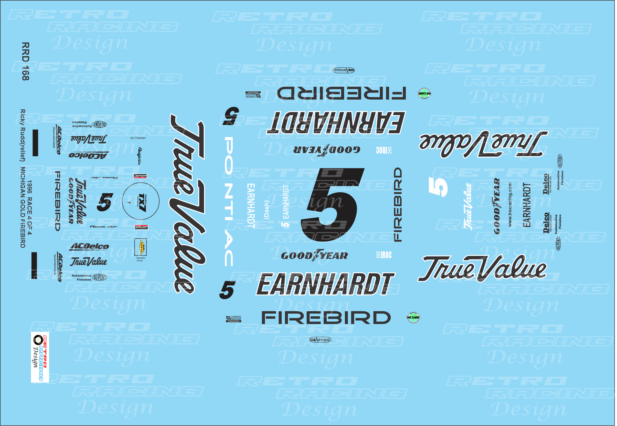 Retro Racing Design Dale Earnhardt IROC 1996 Michigan #5 Gold Pontiac ...