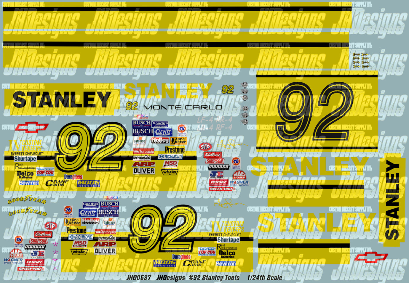 JH Designs Larry Pearson 1995 NBS #92 Stanley Tools 1:24 Racecar Decal ...
