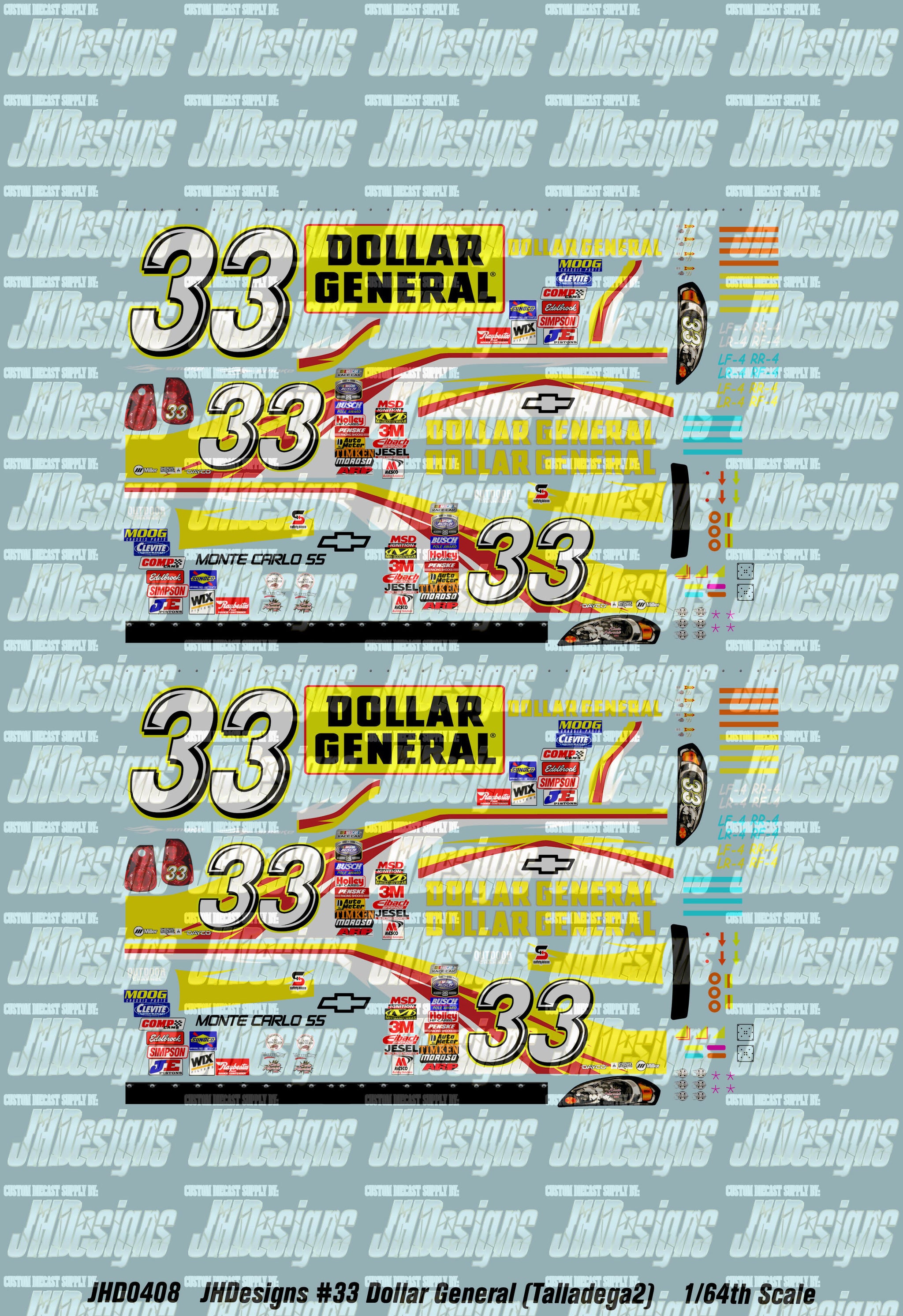 JH Designs Tony Stewart 2006 NBS #33 Dollar General (Talladega2) 1:64 ...