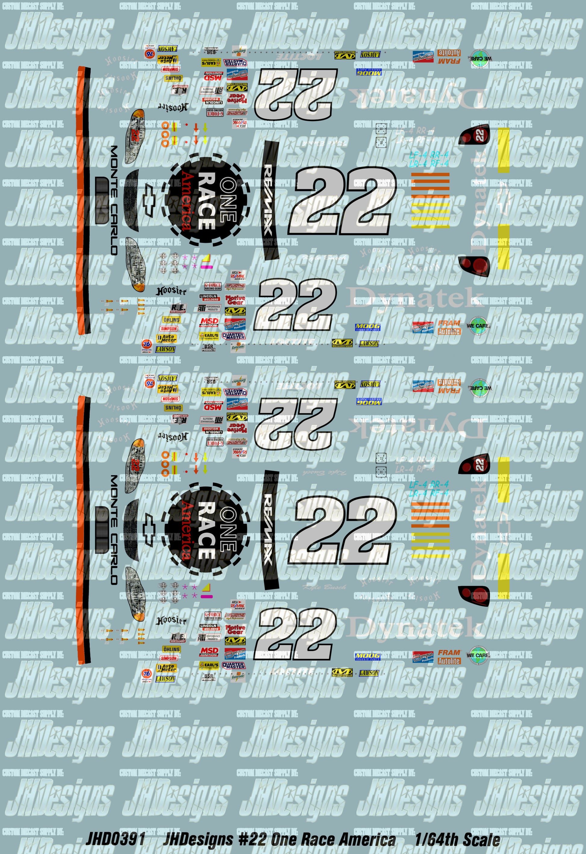 JH Designs Kyle Busch 2002 ARCA #22 One Race America (Charlotte) 1:64 ...