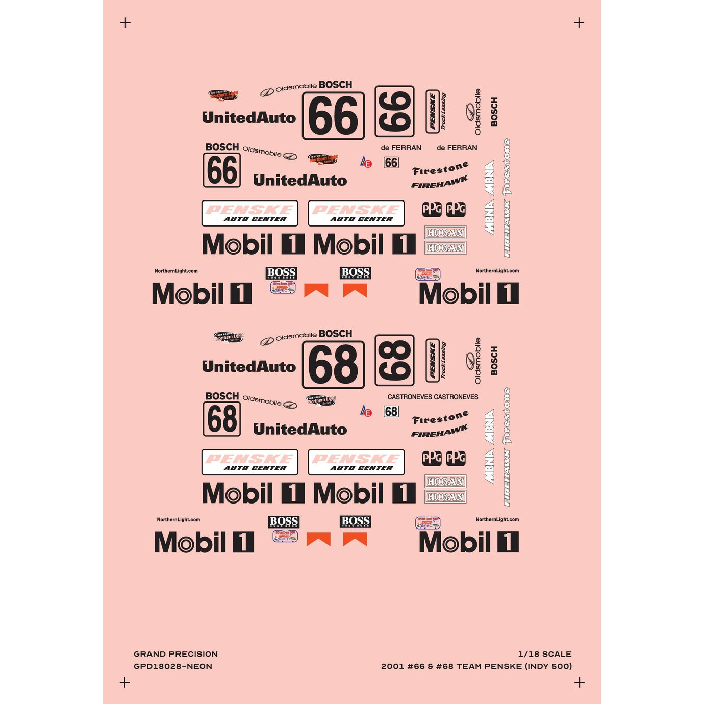 Grand Precision - 1/18 2001 Helio Castroneves & Gil de Ferran Penske D ...